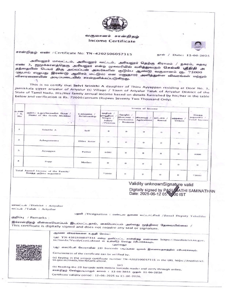 Income Certificate | PDF
