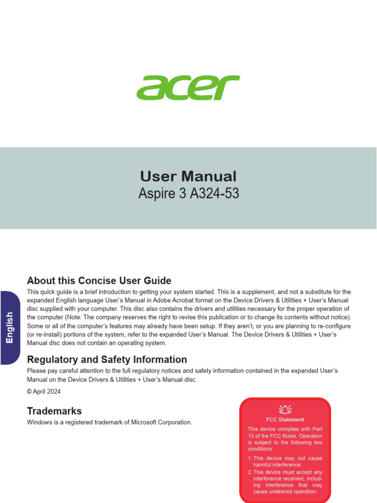 User Manual Acer 1.0 A A | PDF | Computer Keyboard | Computing
