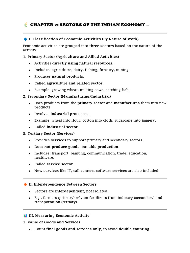 Indian Economy Sectors Explained | PDF | Underemployment | Employment