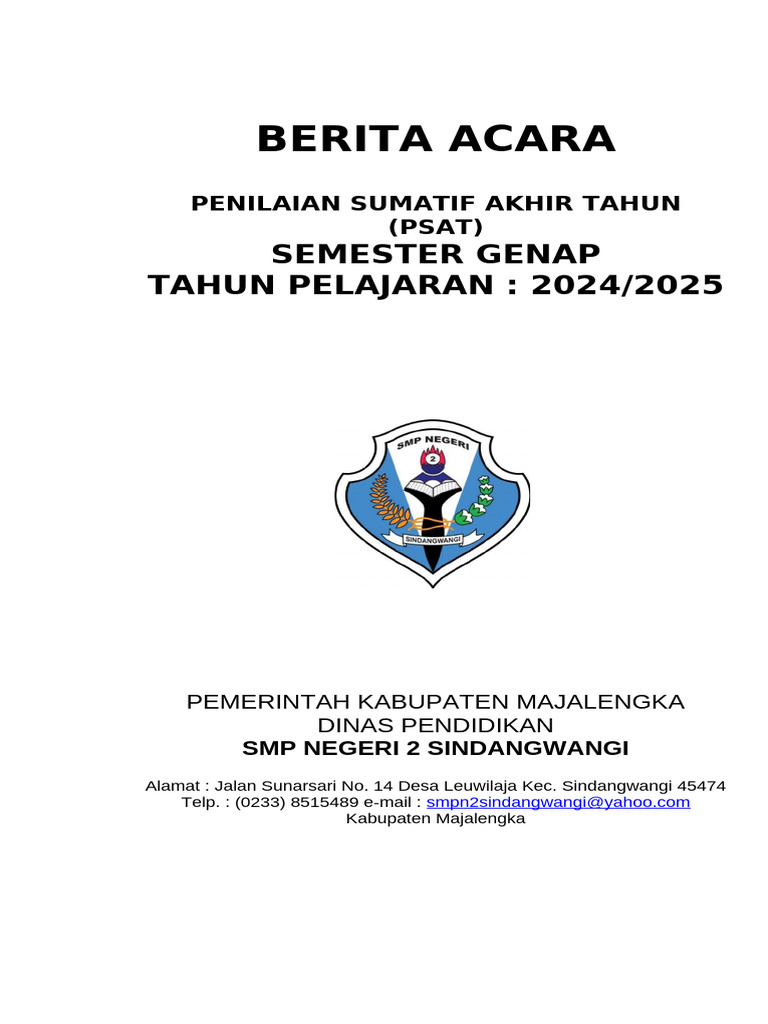 Cover Berita Acara & Daftar Hadir Siswa | PDF