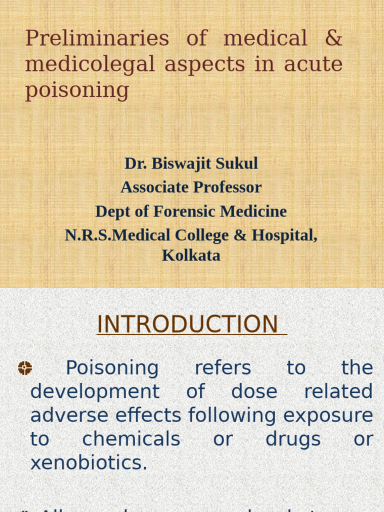 Acute Poisoning: Medical & Legal Insights | PDF | Drug Overdose ...