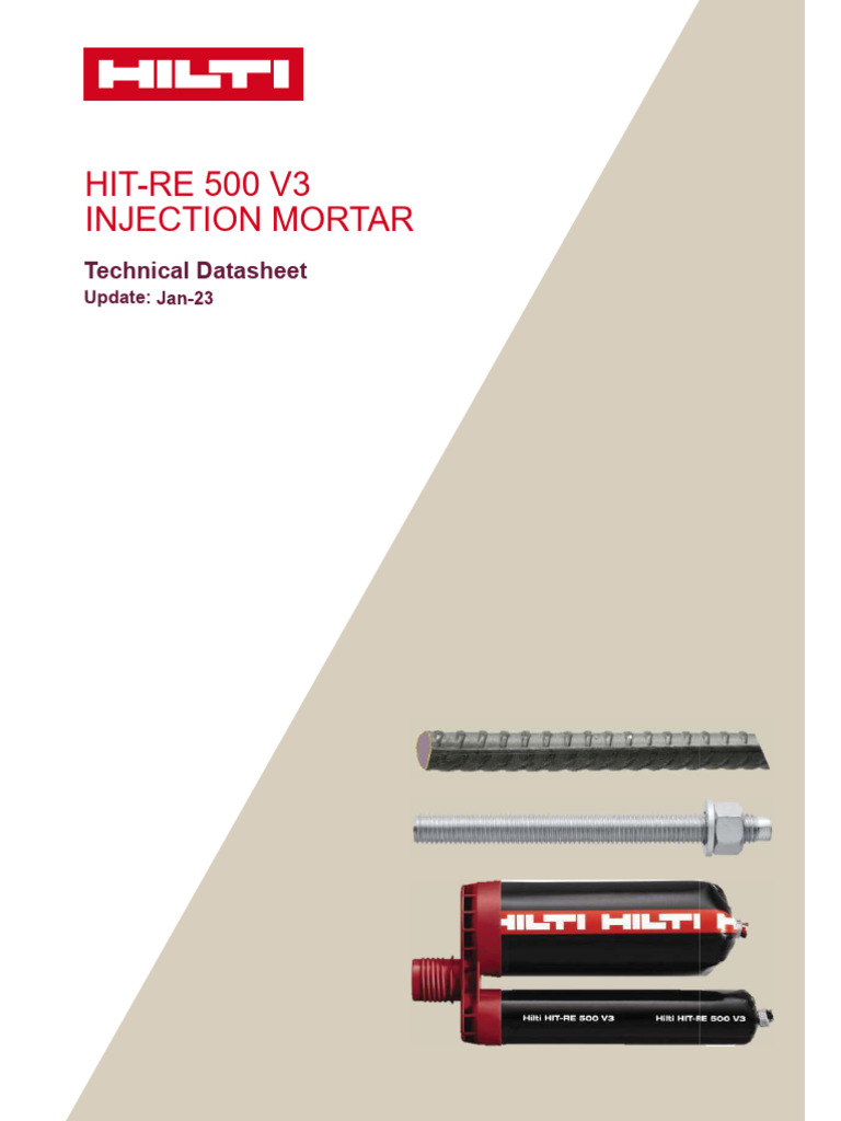 Hilti HIT-RE 500 V3 Technical Datasheet | PDF | Screw | Steel