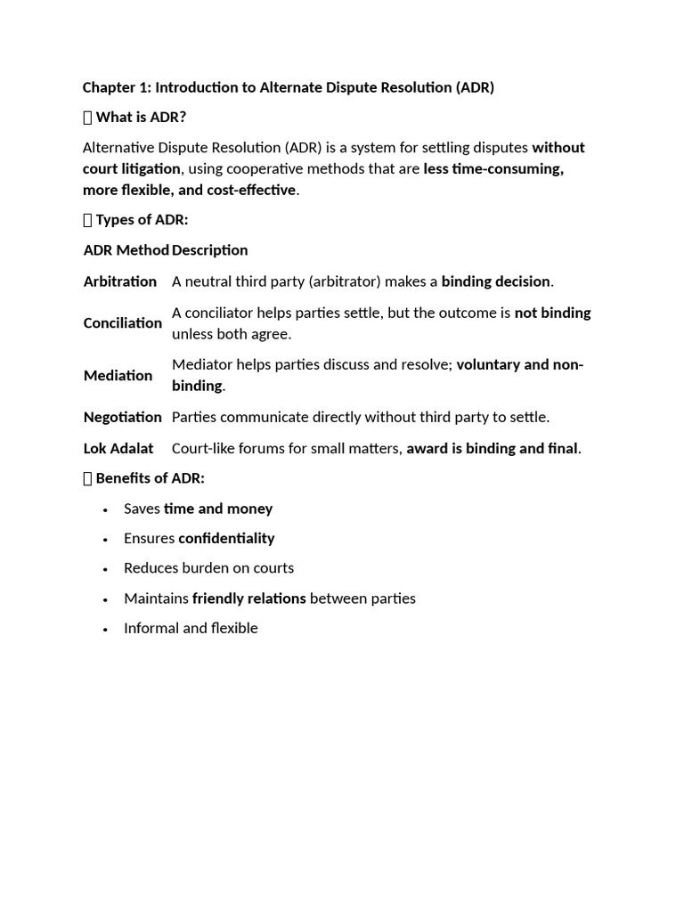 Introduction to Alternative Dispute Resolution | PDF