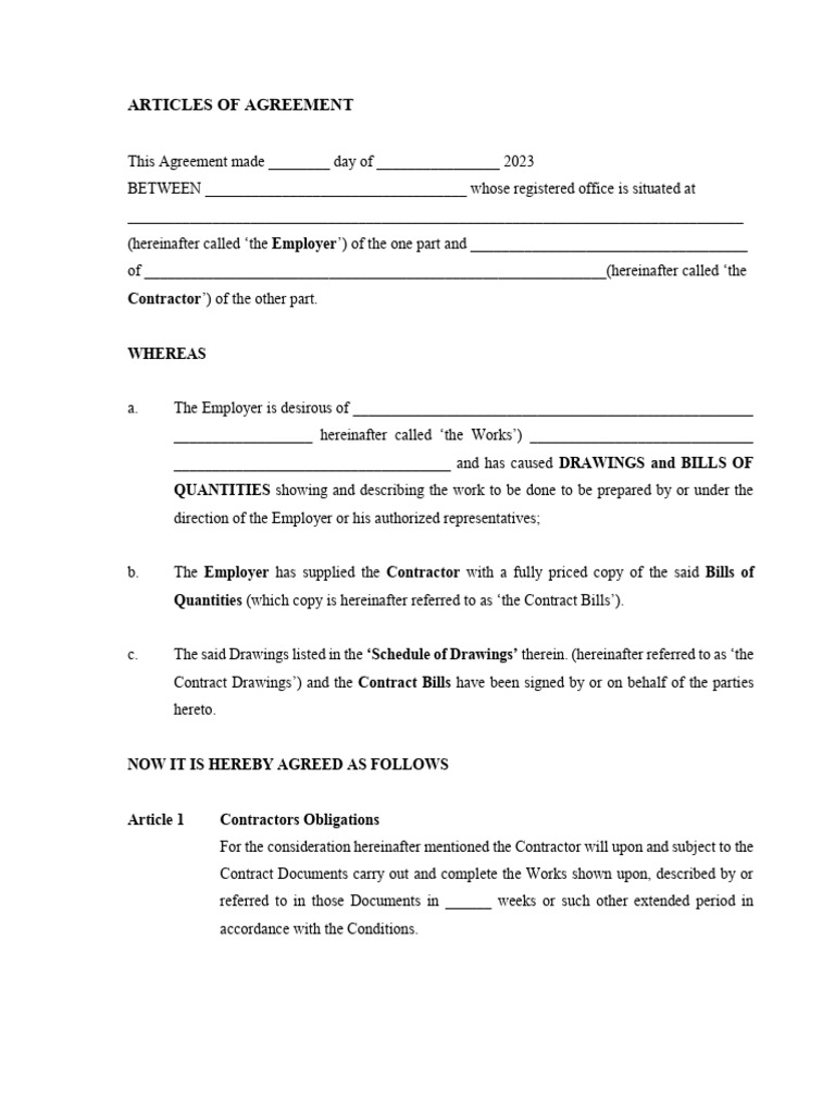 Articles of Agreement | PDF | Employment | Business Law
