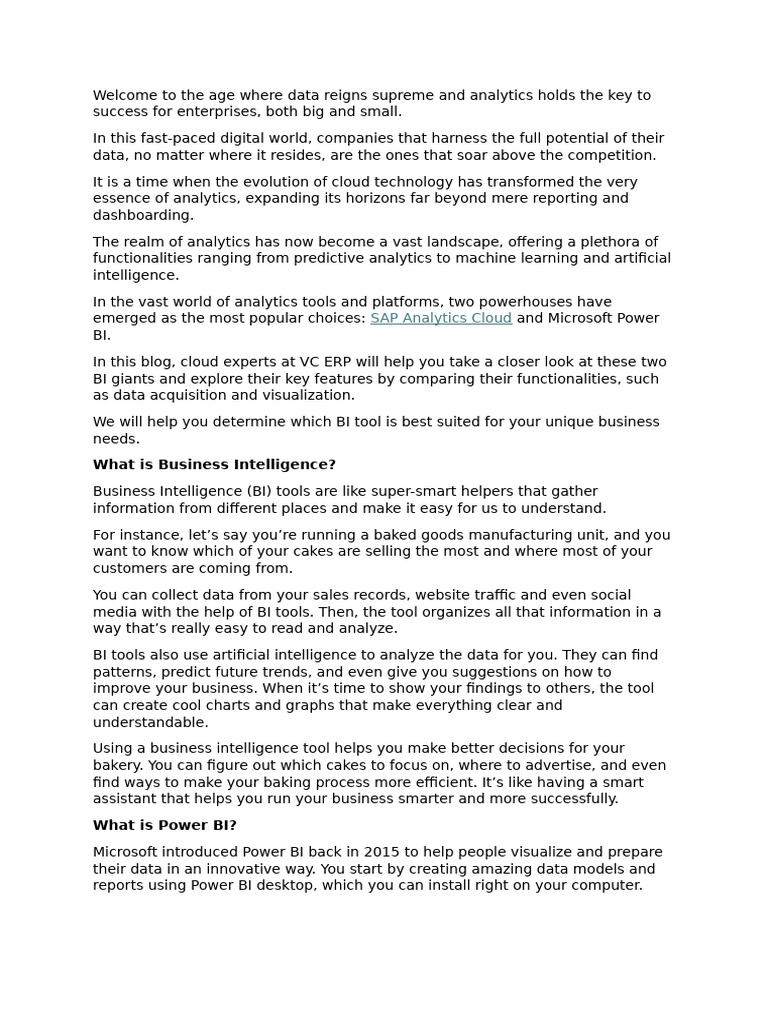 Power BI Vs SAP Analytics Cloud | PDF | Cloud Computing | Analytics