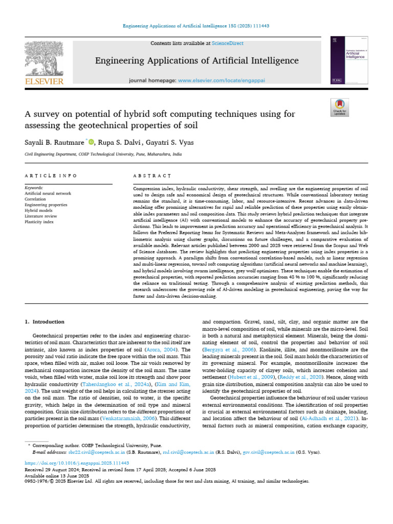 Teknik Soft Computing Hybrid Untuk Sifat Geoteknik Tanah | PDF | Geotechnical Engineering | Soil