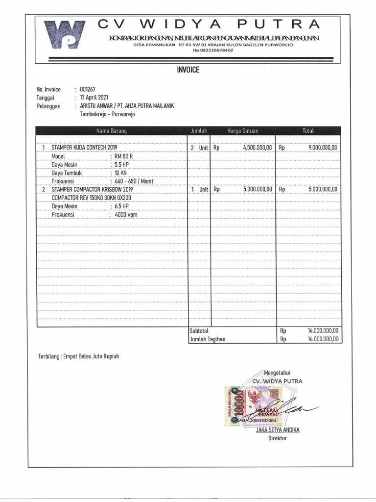 Invoice Stemper Kuda | PDF