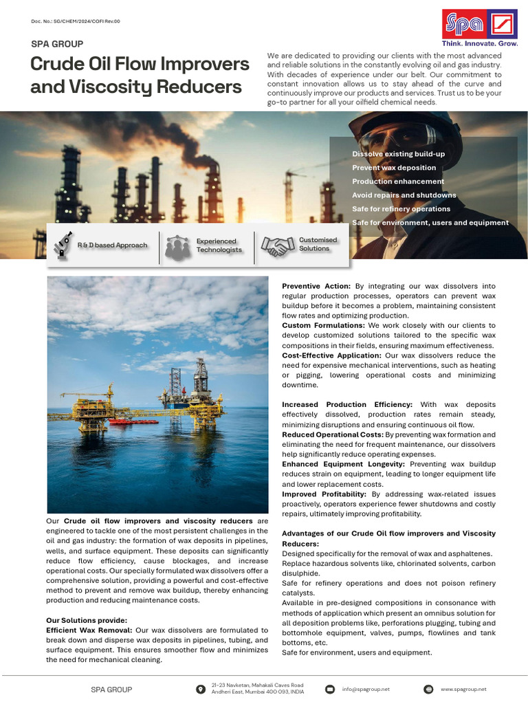 Spa Group - Crude Oil Flow Improvers | PDF | Oil Refinery | Petroleum