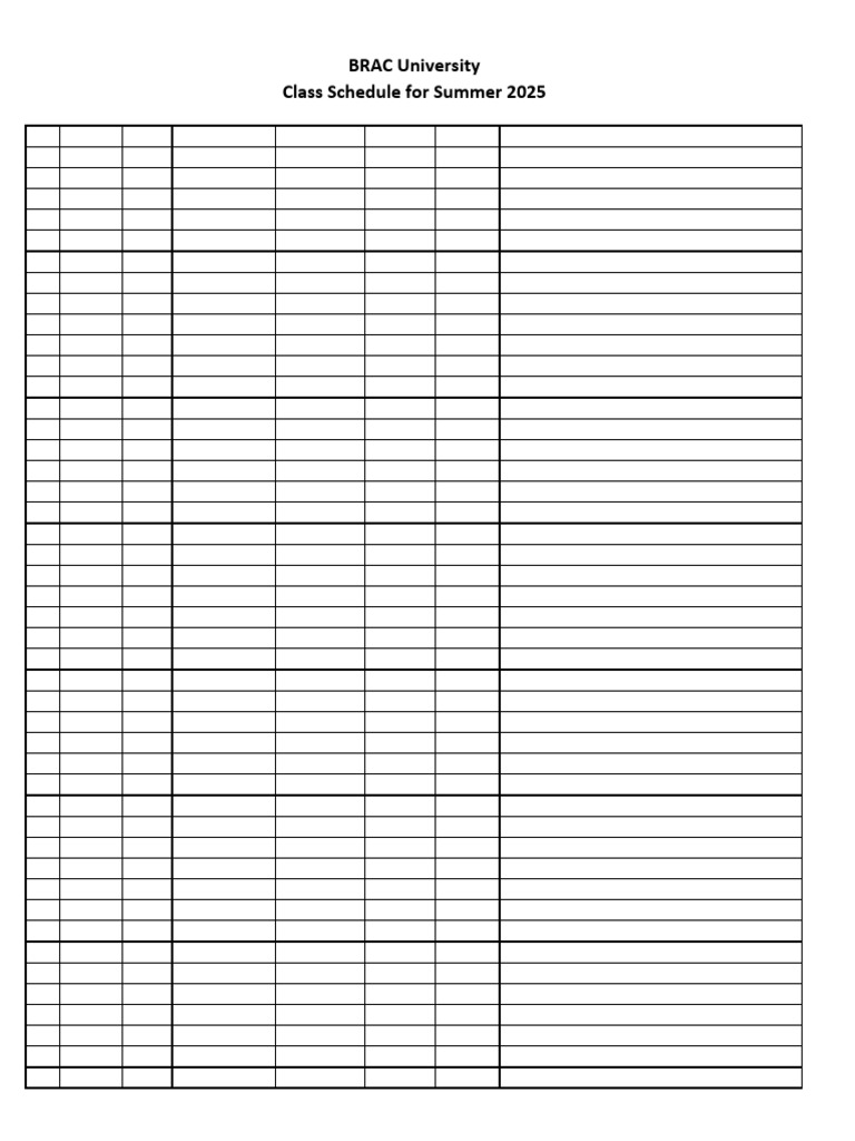 Class Schedule Summer 2025 - 0 | PDF