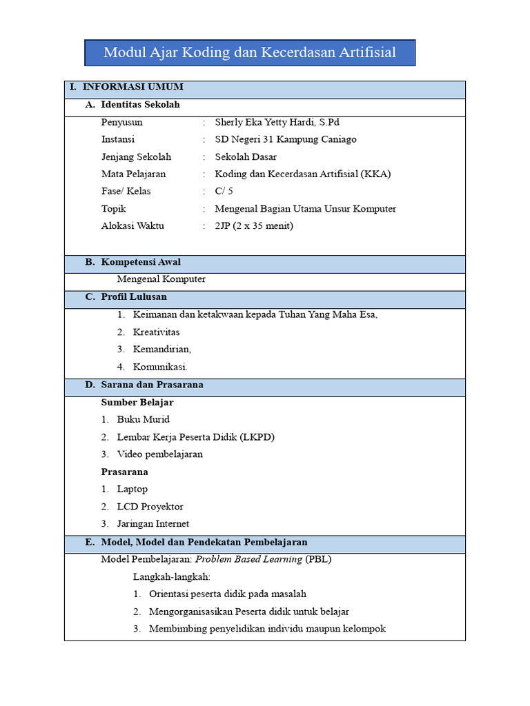 Materi Koding untuk Kelas 5 SD | PDF
