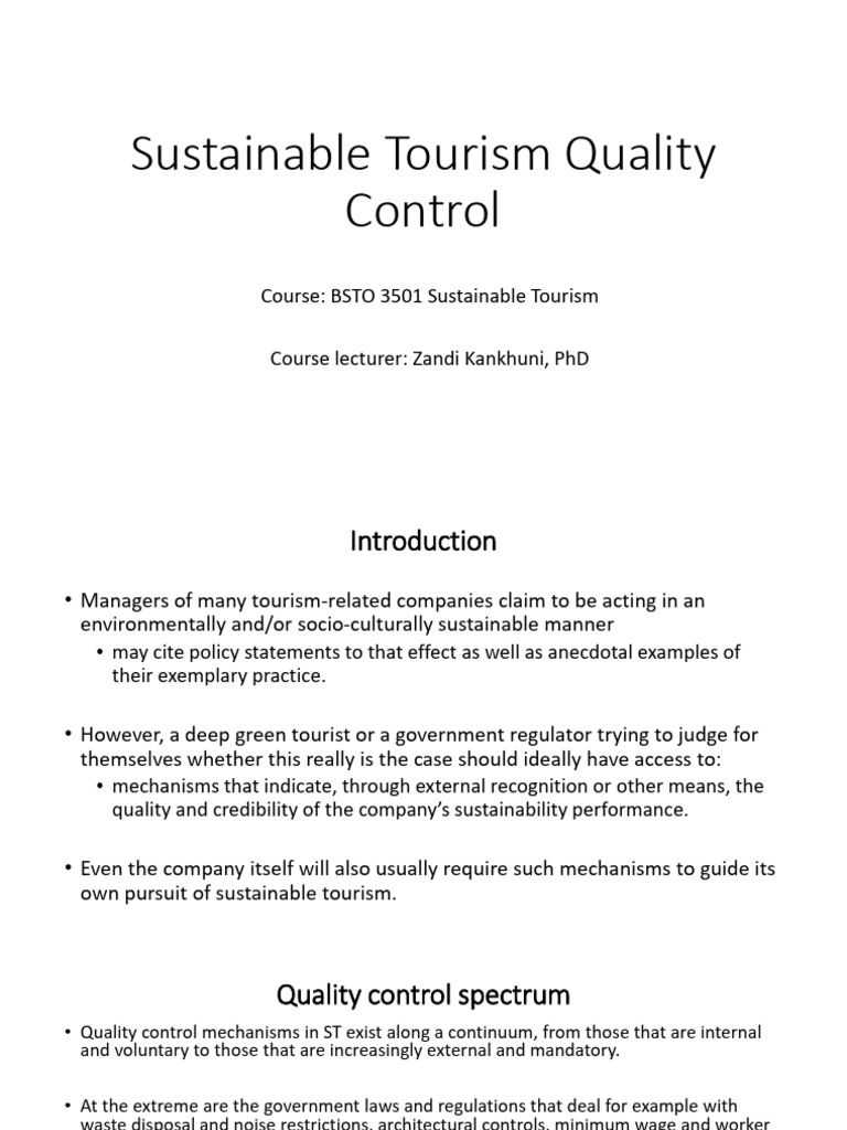 Sustainable Tourism Quality Control Guide | PDF | Certification | Tourism