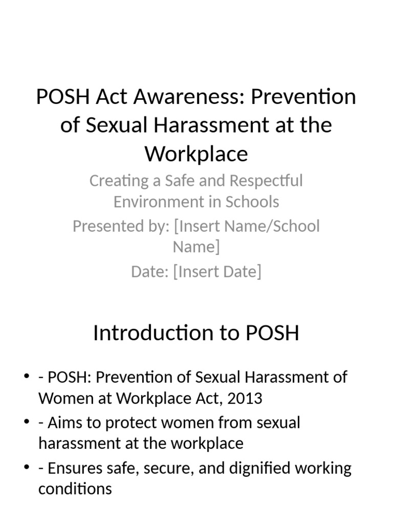 POSH Act Awareness For Schools | PDF | Sexual Harassment | Aggression