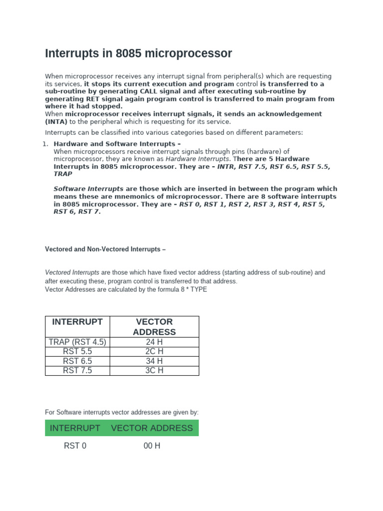 Interrupts in 8085 Microprocessor | PDF | Electrical Engineering | Computer Data