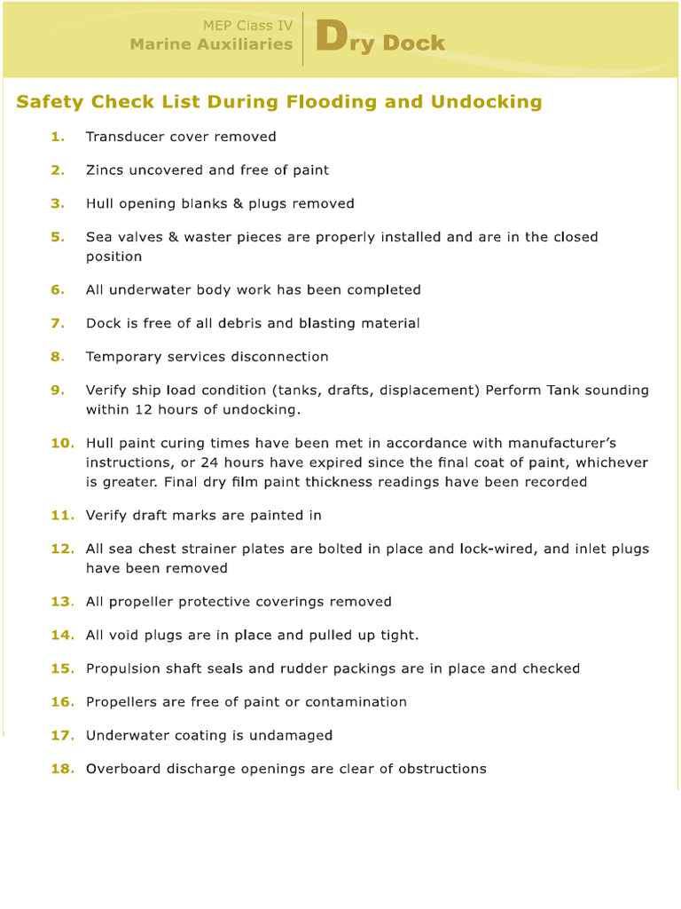Dry Dock Checklist | PDF
