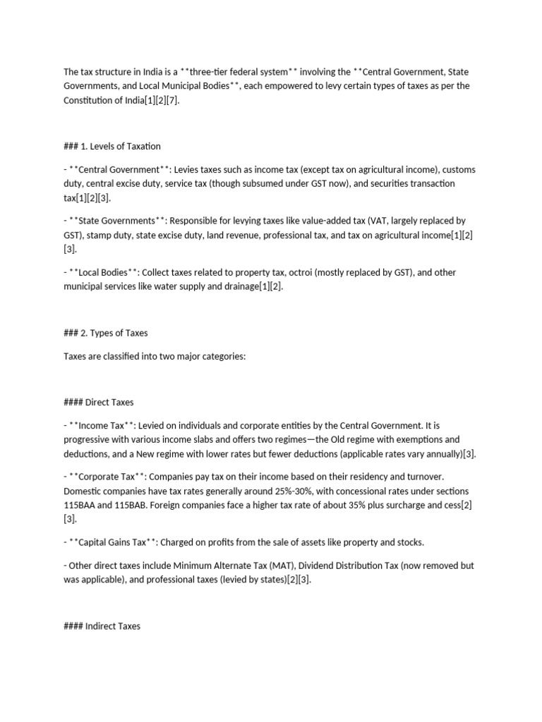 The Tax Structure in India | PDF | Taxes | Value Added Tax