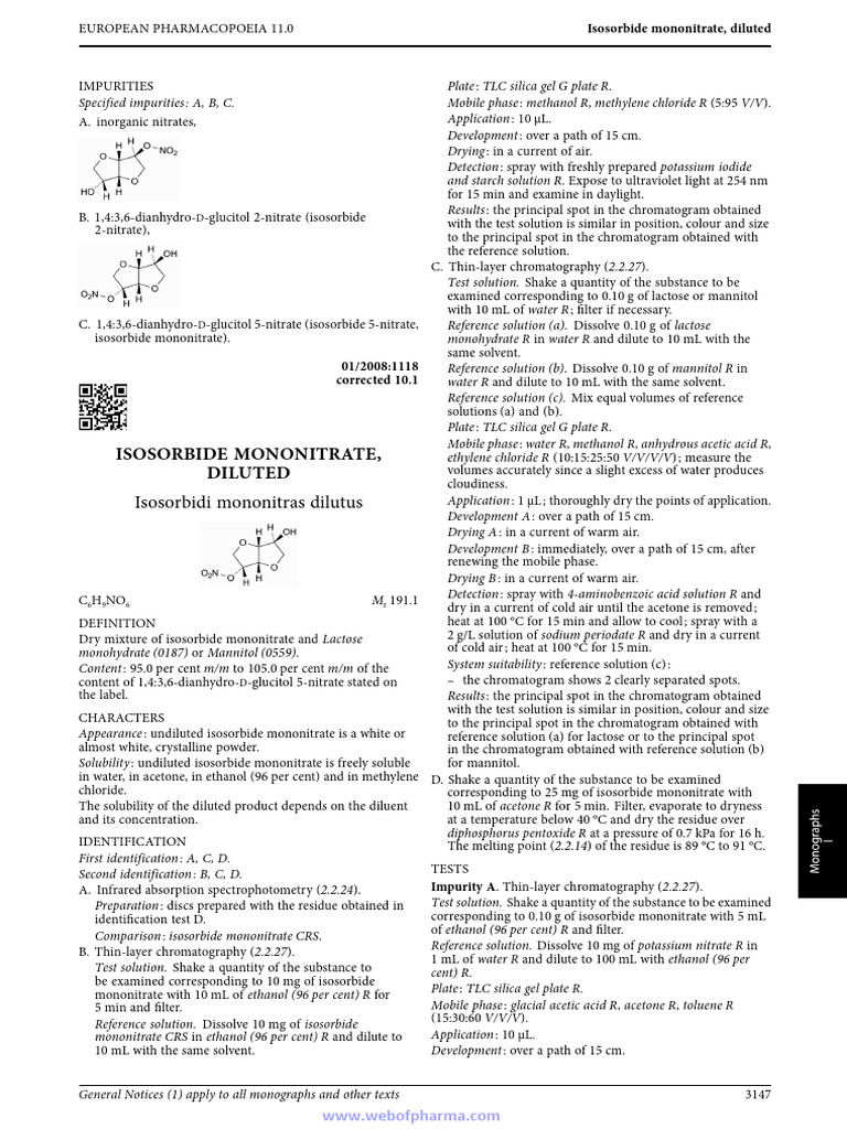 Isosorbide Mononitrate Definition | PDF | Thin Layer Chromatography ...