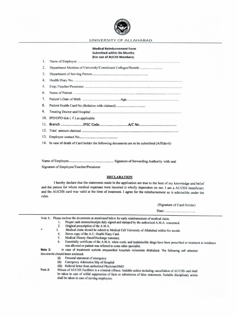 Medical Reimbursement Form | PDF