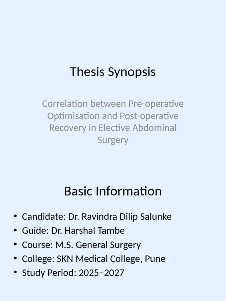 Enhanced Thesis Synopsis Presentation | PDF