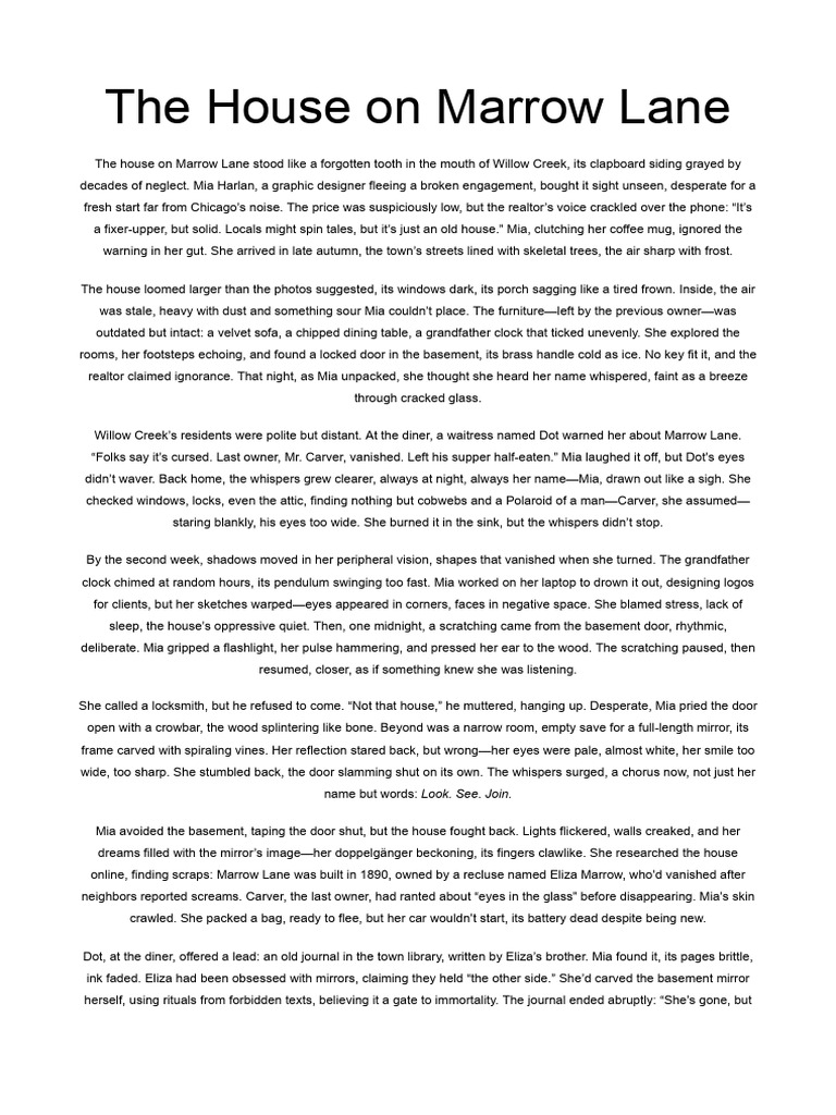 Cursed Secrets of Marrow Lane House | PDF
