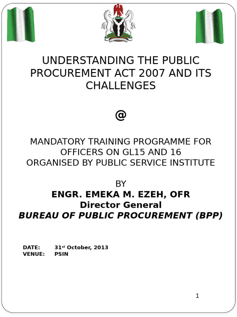 Public Procurement Act 2007 Overview | PDF | Procurement | Business