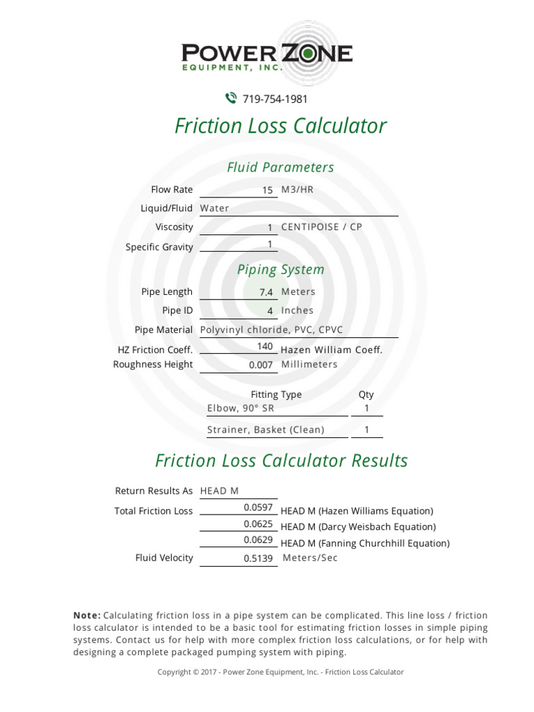 PVC Pipe Friction Loss Calculator | PDF