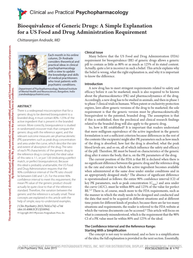 Bioequivalence Generic Drugs Simple Explanation Food | PDF | Generic Drug | Pharmacology