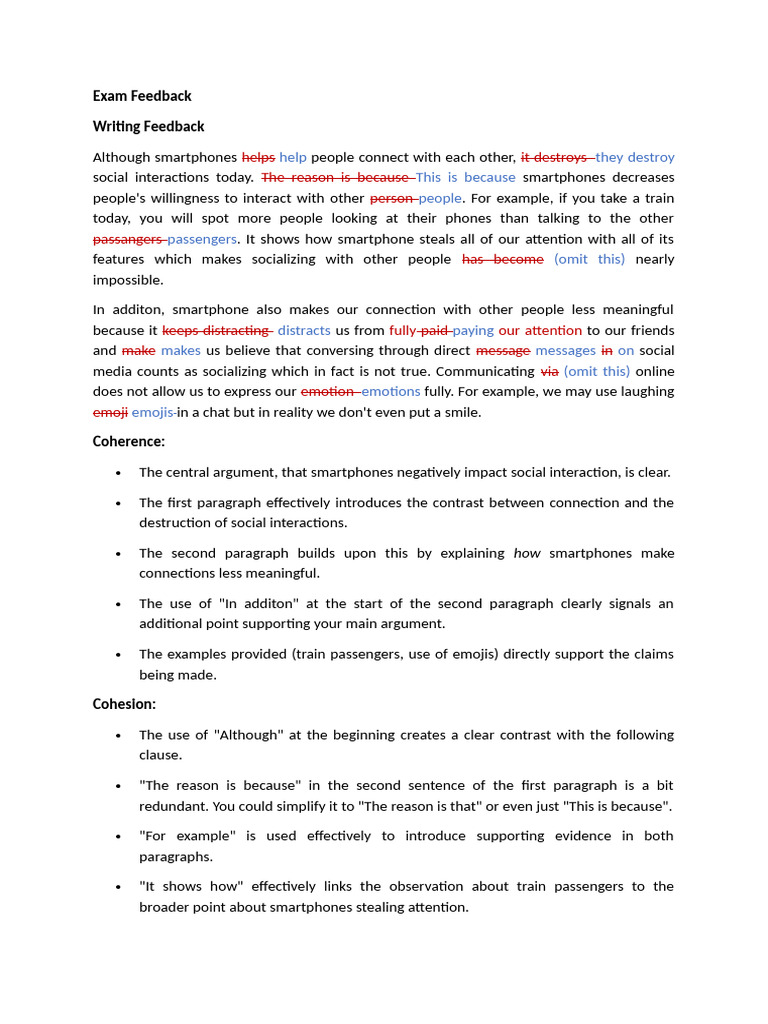 Capella A Exam Feedback Melly | PDF | Attention | Verb