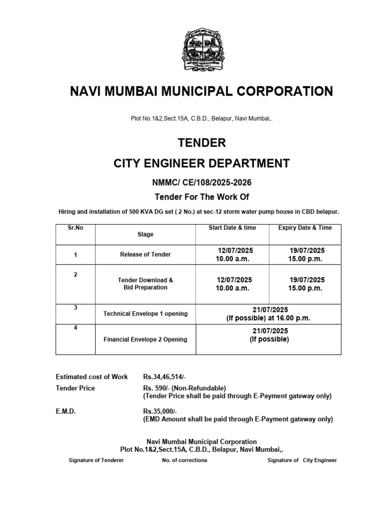 Tender | PDF | Specification (Technical Standard) | Receipt