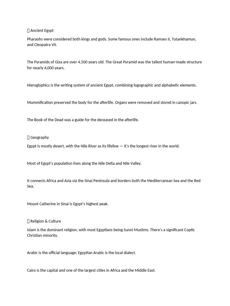 ? Ancient Egypt Notes | PDF