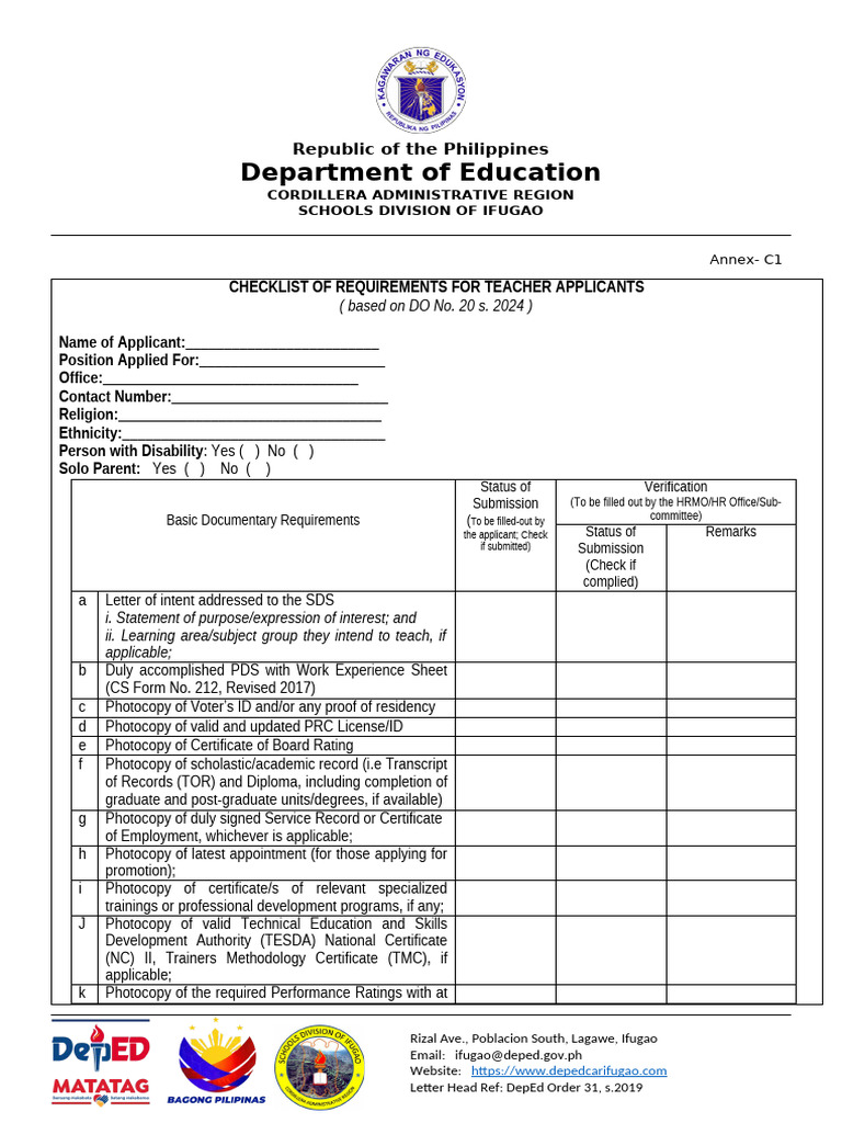 Checklist Omnibus Sworn Statement | PDF