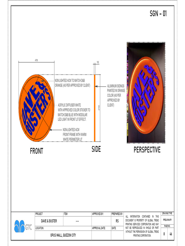 Dave & Buster's Signage Design Plans | PDF
