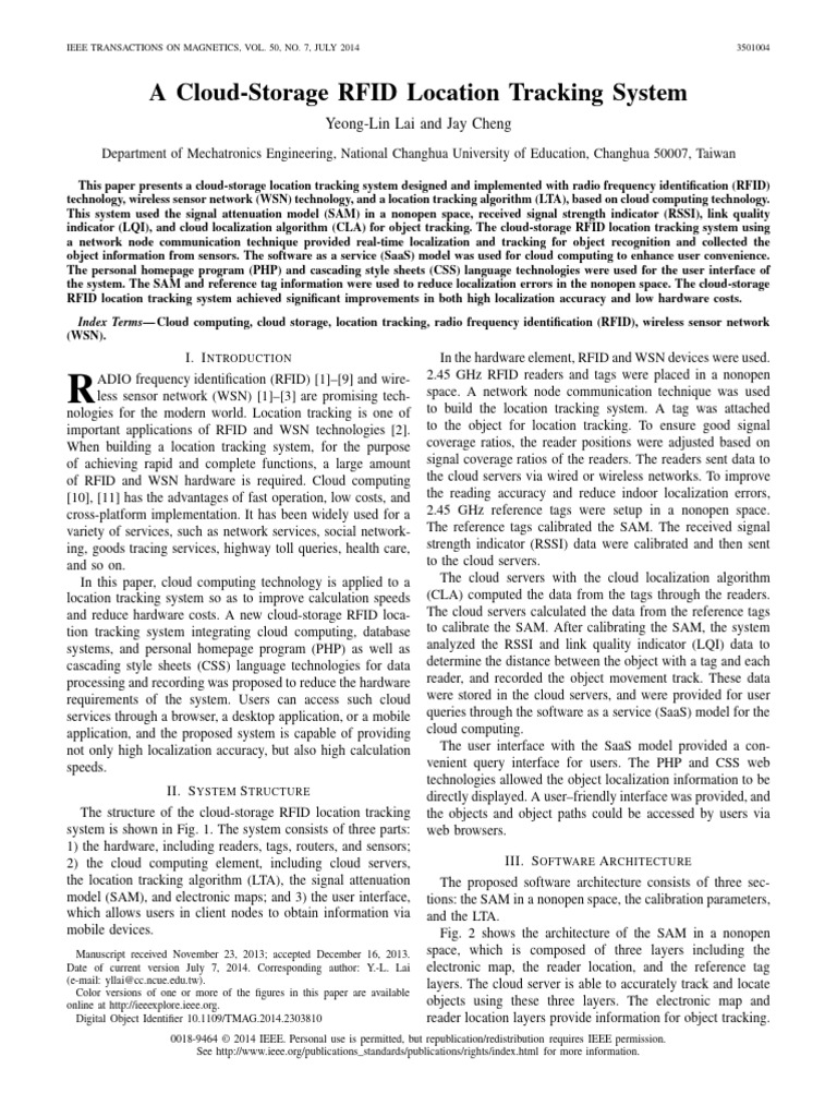 11 A - Cloud-Storage - RFID - Location - Tracking - System | PDF ...