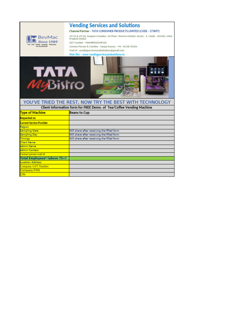 TATA Coffee Sampling Form | PDF