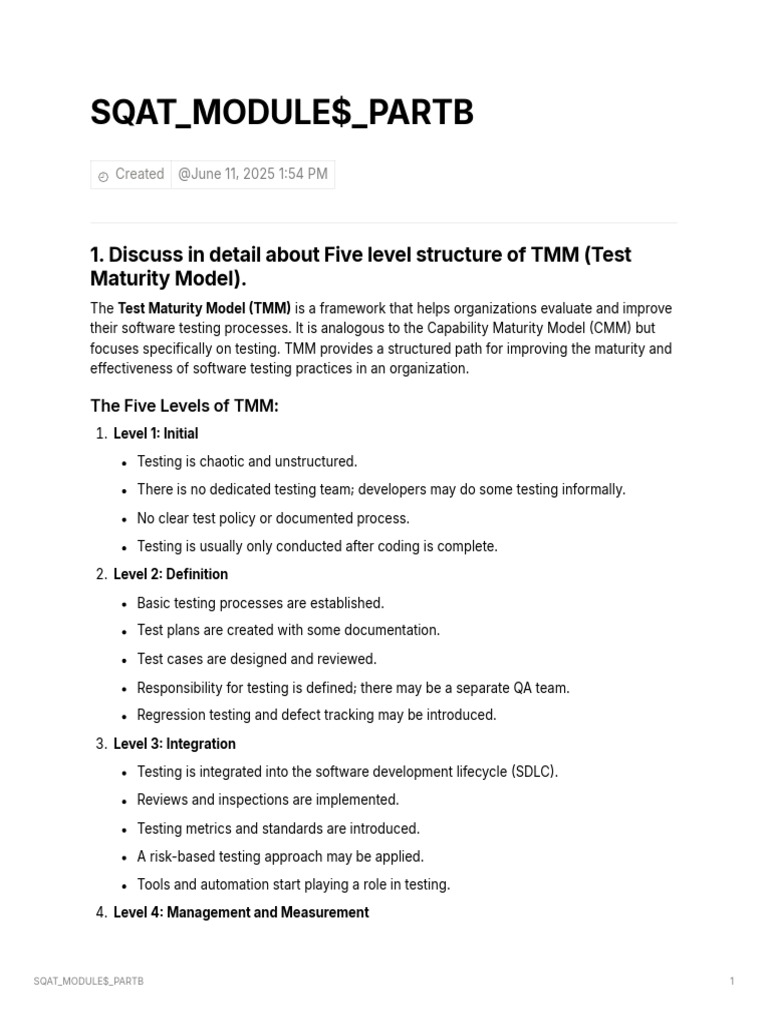 Sqat Module4 Part-B | PDF | Software Quality | Reliability Engineering