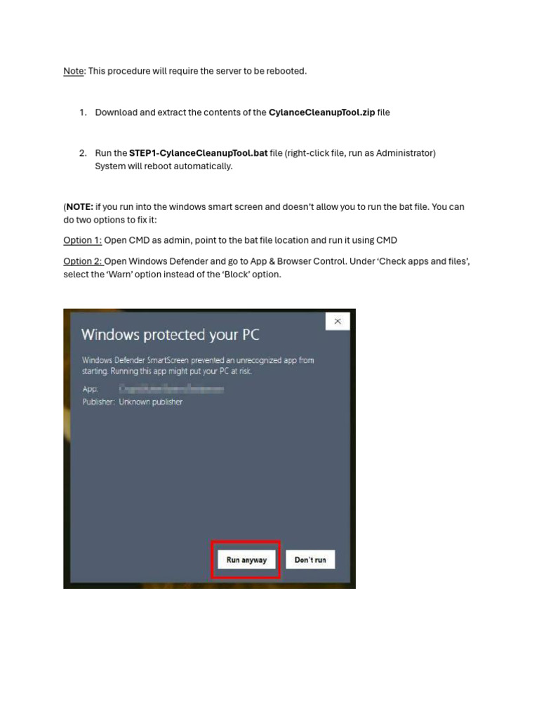 Cylance Tool Removal Procedure | PDF