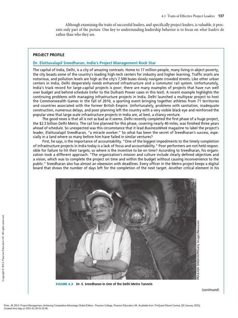 Case Study - Dr. Elattuvalapil Sreedharan, Indiaâ S Project Management ...