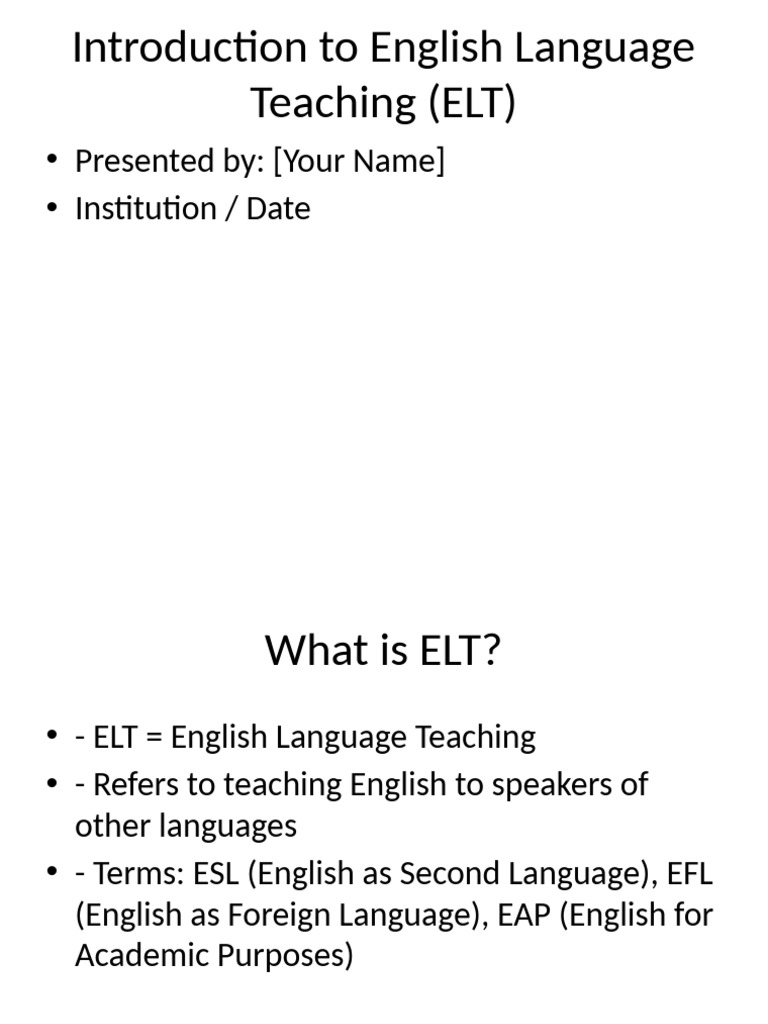 ELT Presentation 1 Introduction | PDF