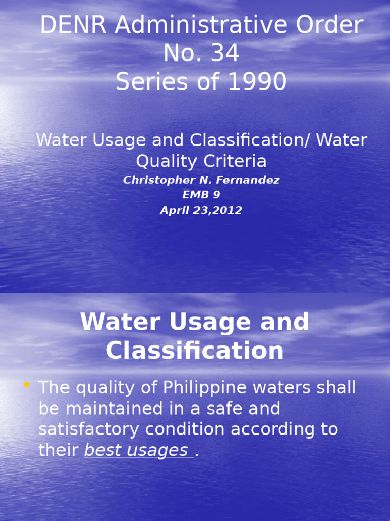 Philippine Water Quality Standards Guide | PDF | Solid | Chromium