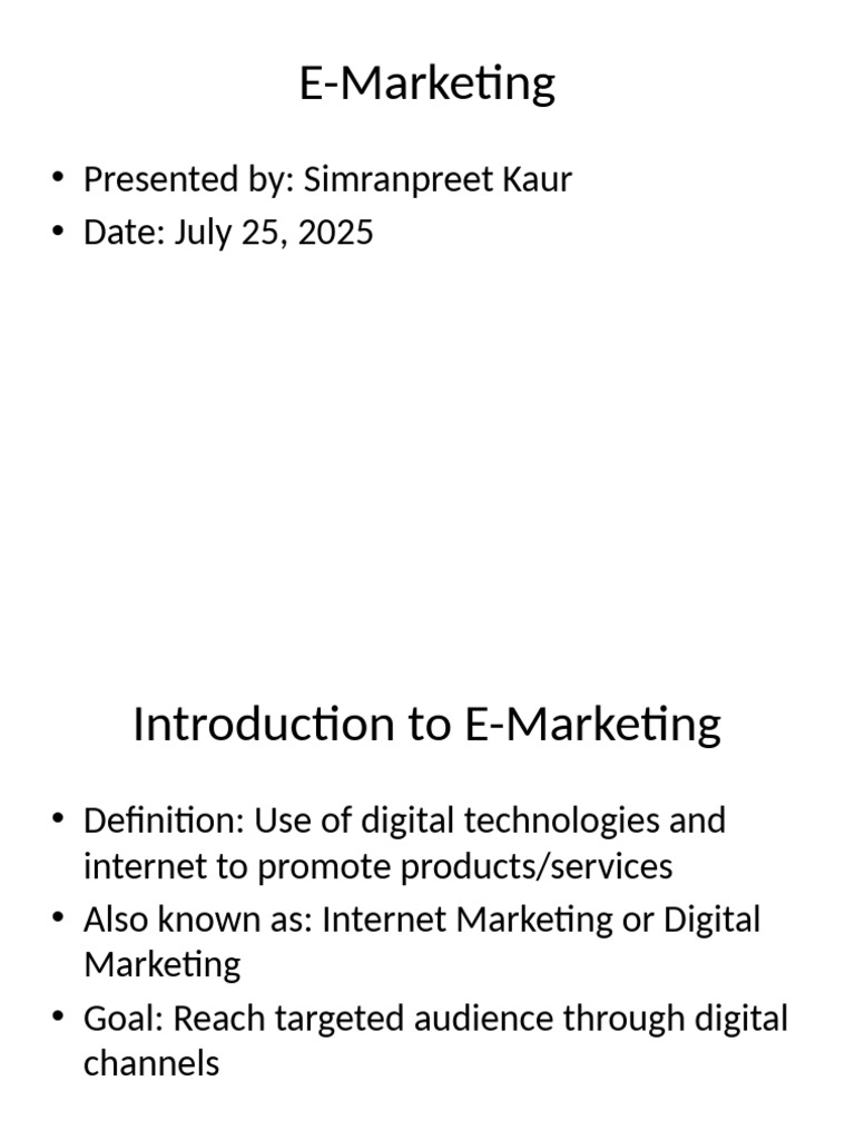 E Marketing Presentation | PDF