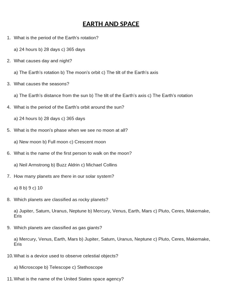 Earth and Space | PDF