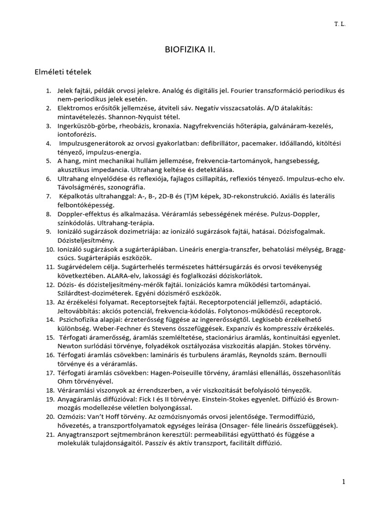 Biofizika II - Kész | PDF