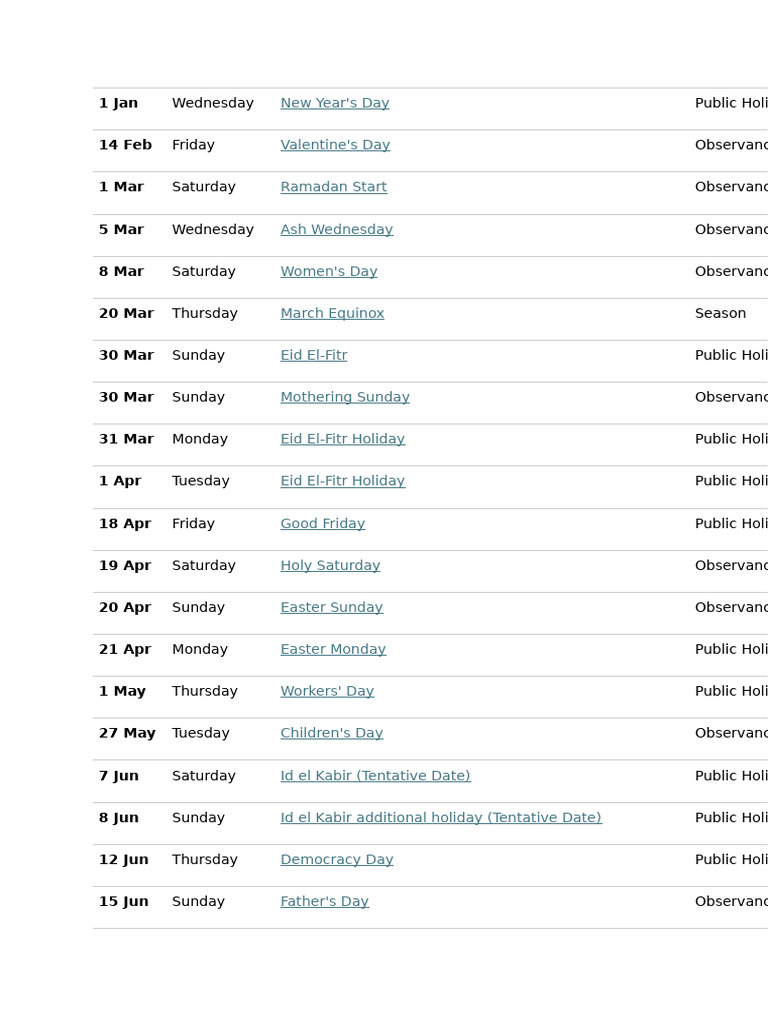 January Calendar of Events | PDF