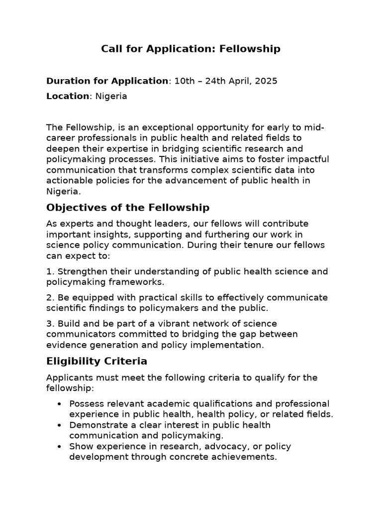 Call For Application | PDF