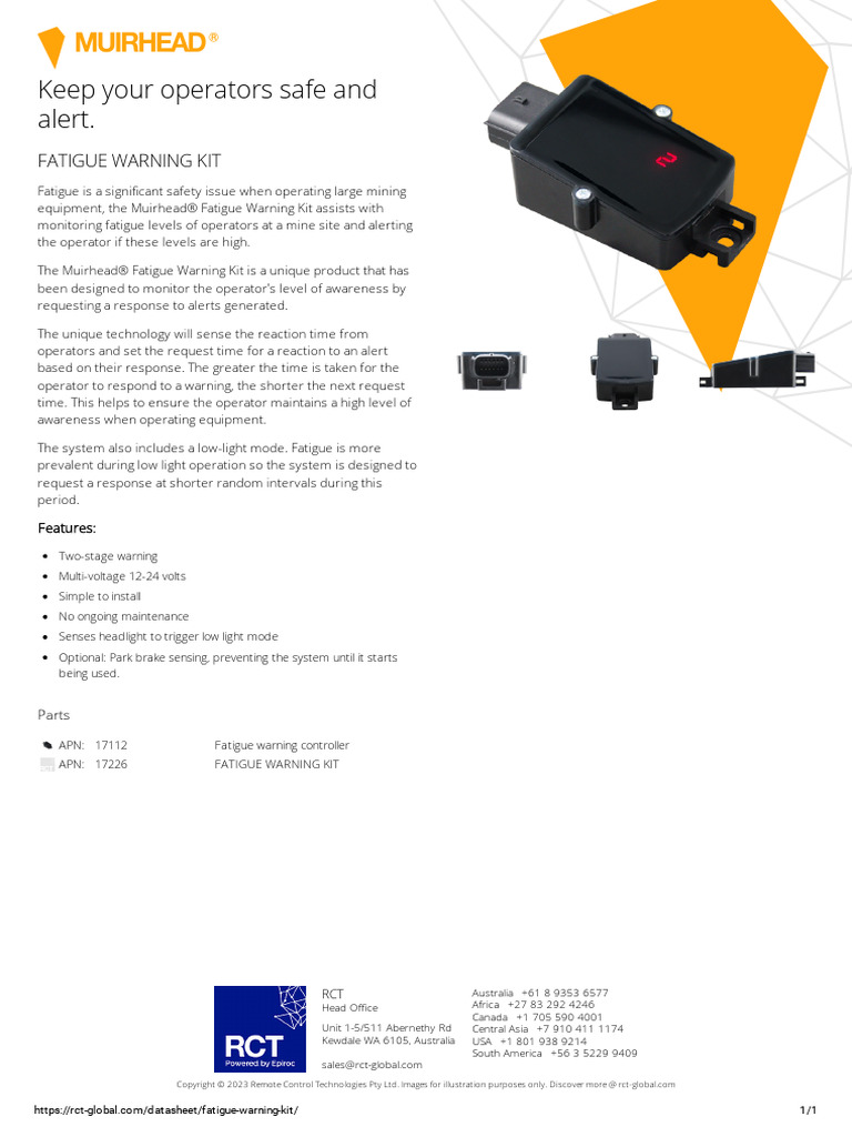 Fatigue Warning Kit for Mining Safety | PDF | Vehicle Technology ...