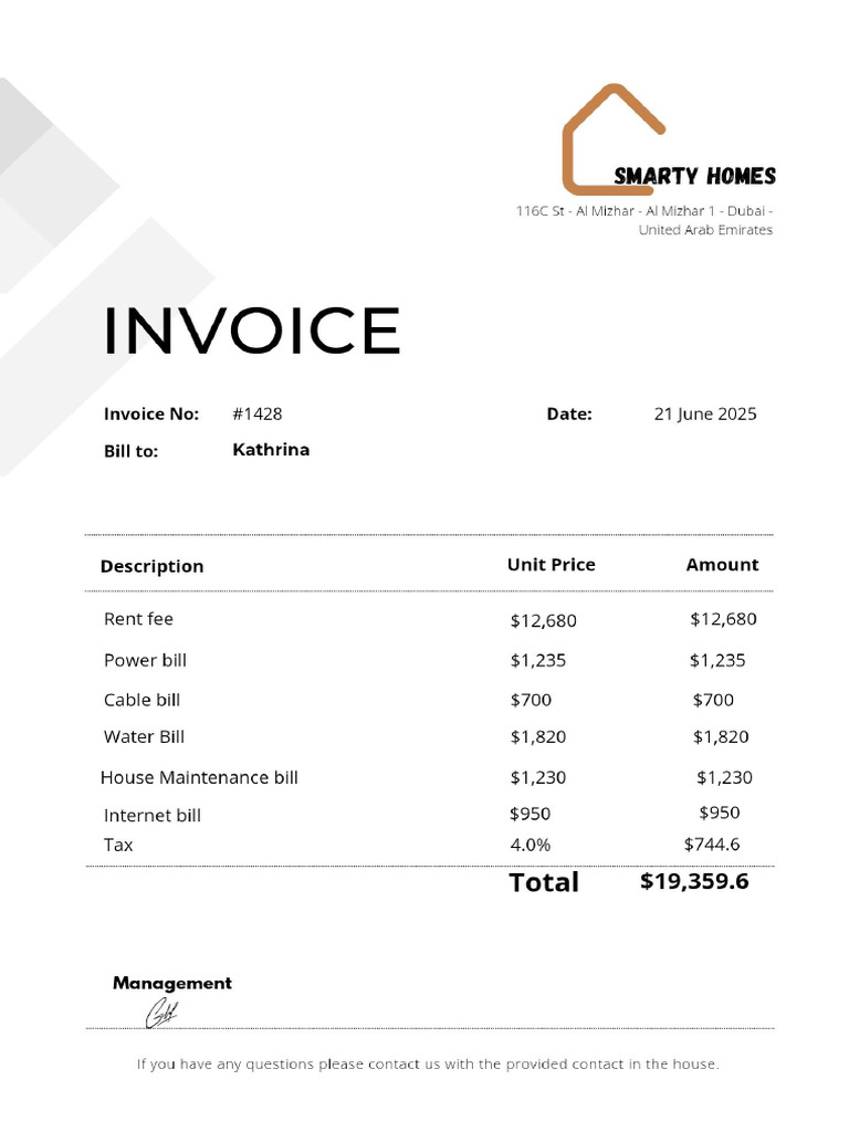 Apartment Invoice | PDF