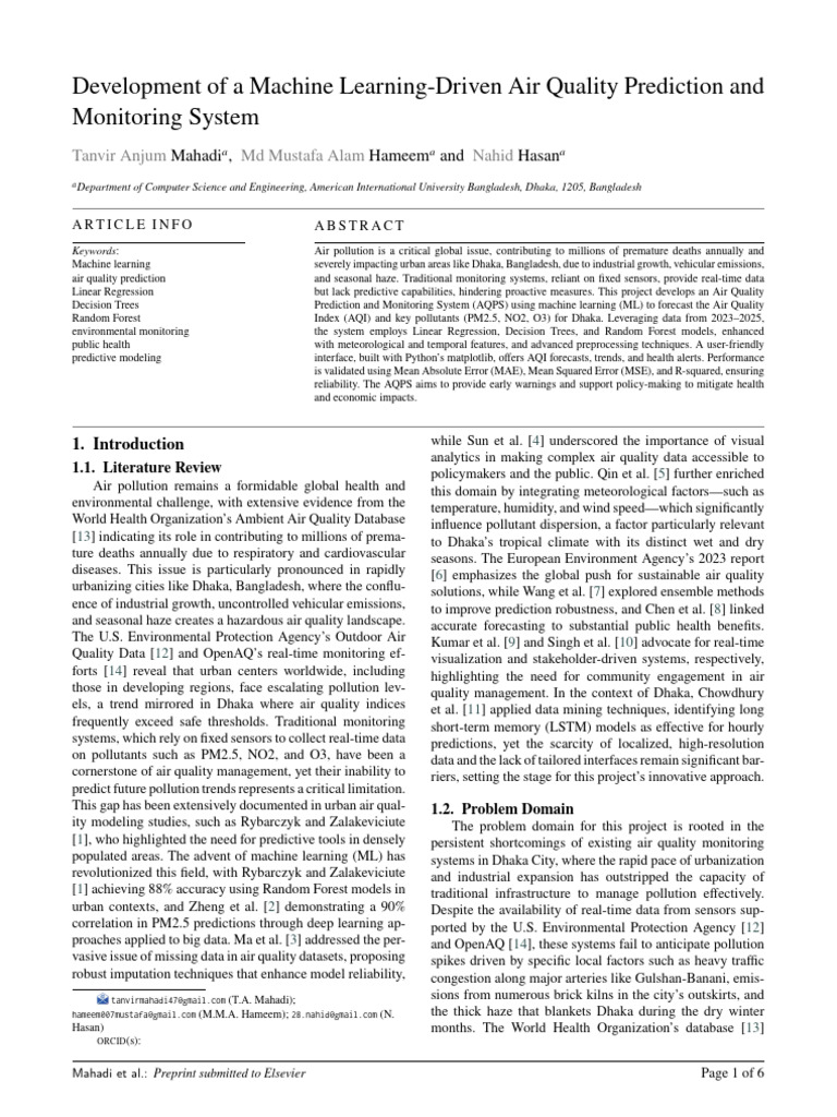 Machine Learning for Air Quality Prediction | PDF | Mean Squared Error ...