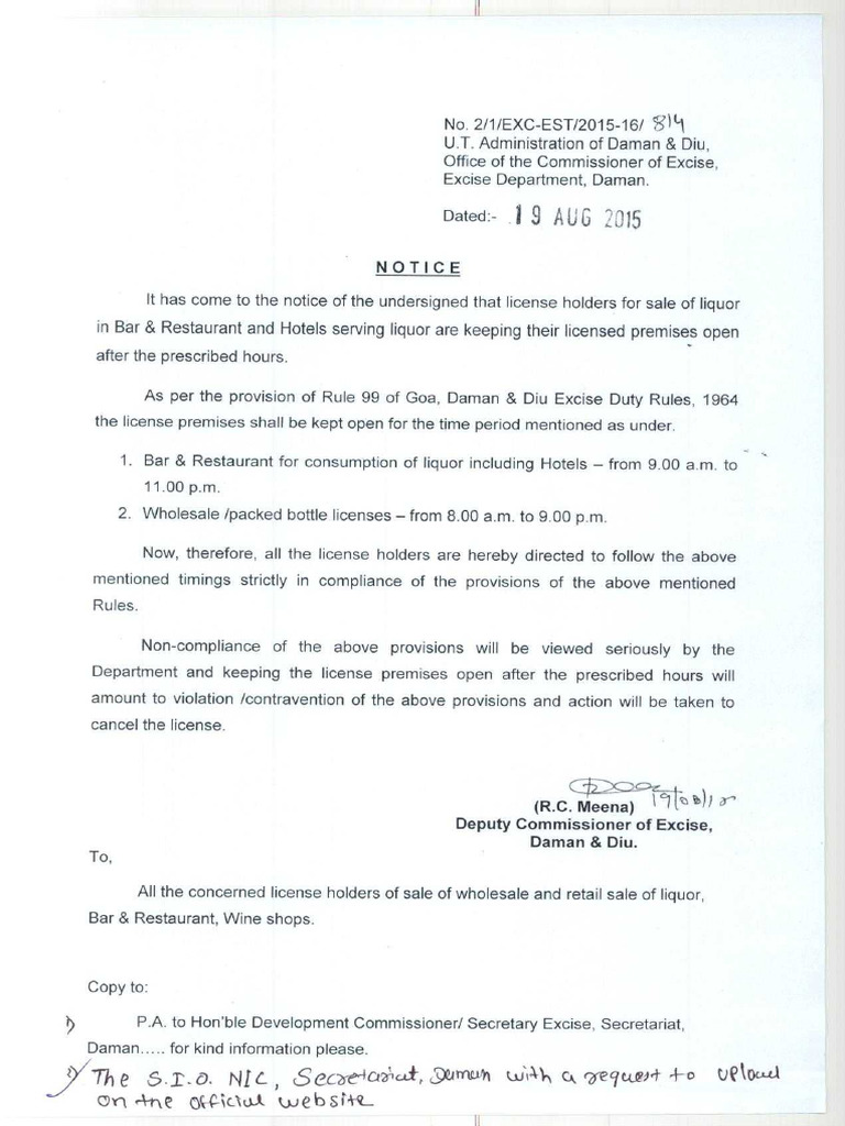 Notice Regarding Timing of License | PDF