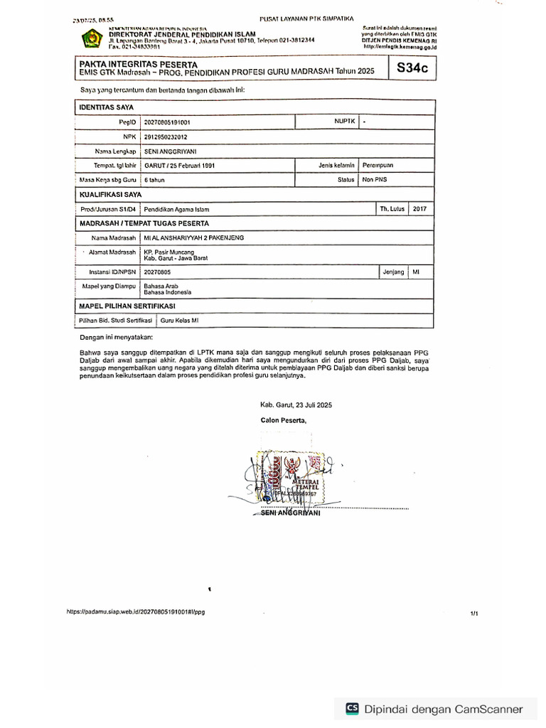 Conto Surat S34C - SENI - ANGGRIYANI | PDF