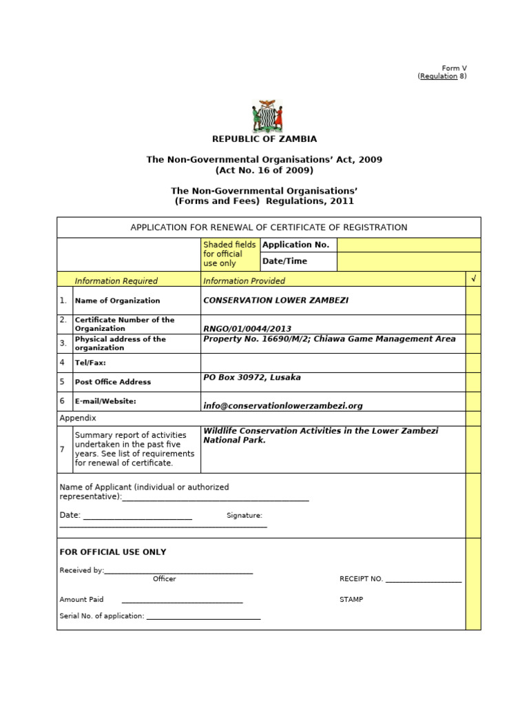 Application For Renewal of Certificate (Form 5 Reg 8) | PDF