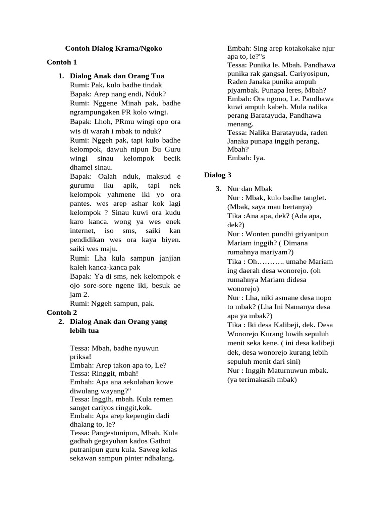 Contoh Dialog Bahasa Krama | PDF